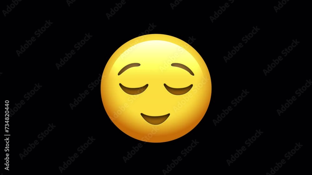 Relieved Face Emoji Animated on a Transparent Background. 4K Loop ...