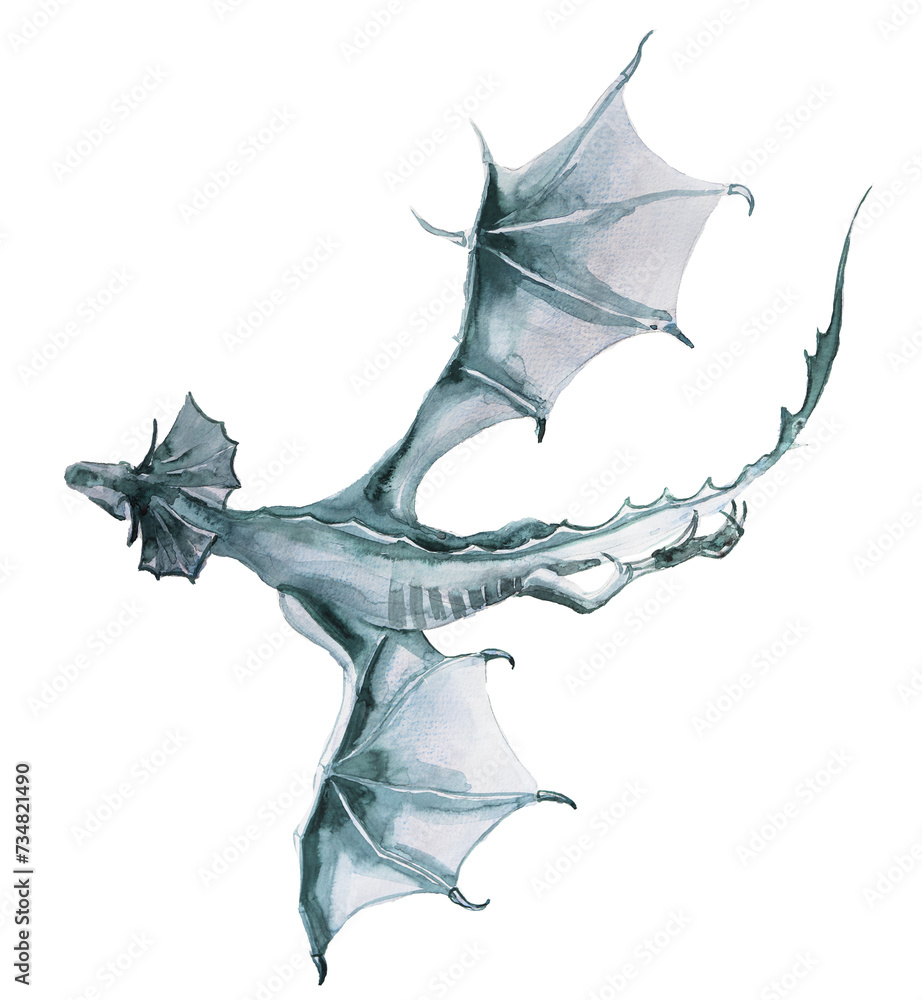 Dragon illustration. Magic and wizardry concept clipart. Fantasy ...