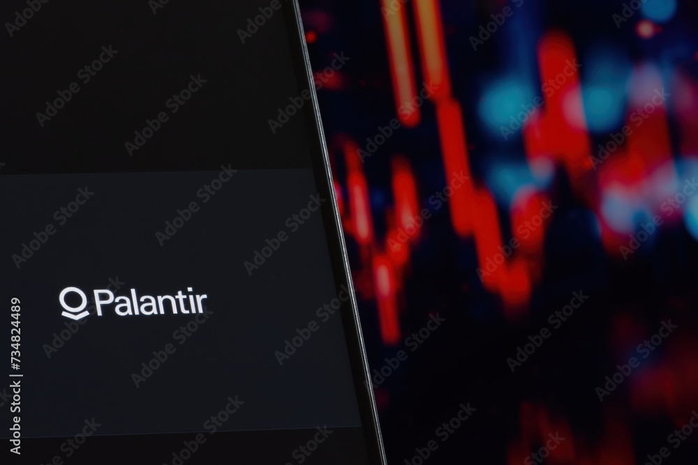 Palantir logo on stock chart background, United States, New York ...