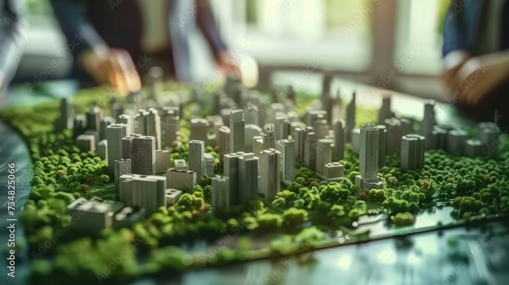 building model of residential district, eco green city concept Stock ...