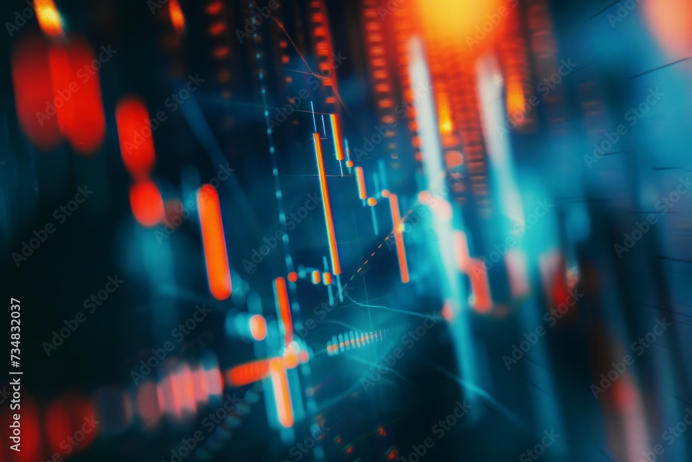 stock market trading screen, candlestick pattern charts and trading ...