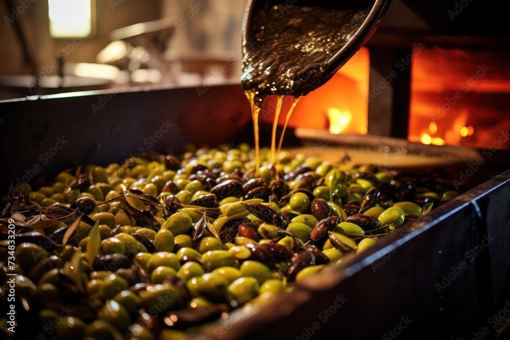 olive oil making process, production of traditional spanish extra ...