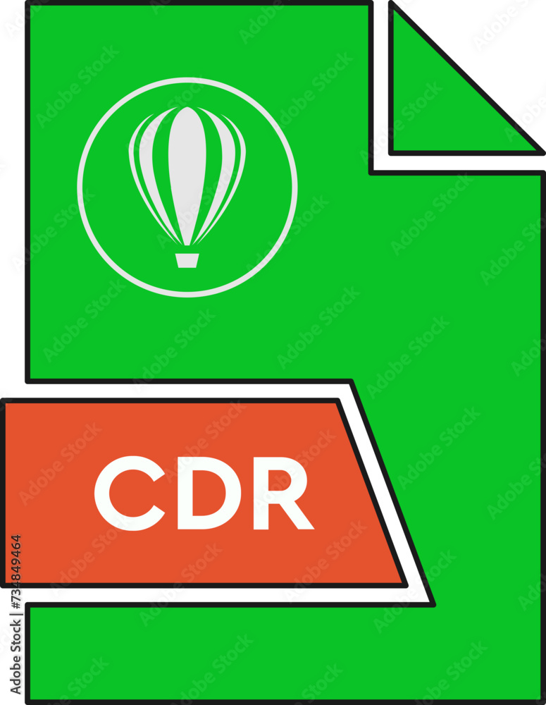 CDR File format icon in shapes Curious Blue and Cinnabar colors Stock ...