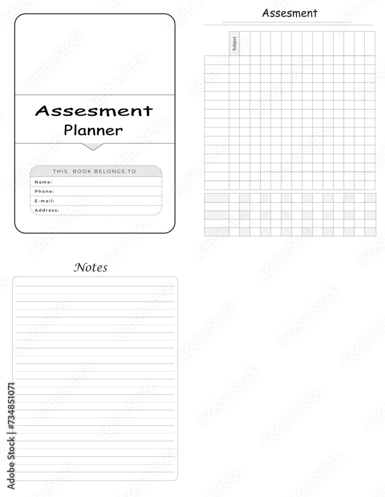 Editable Assessment Planner Kdp Interior printable template Design ...