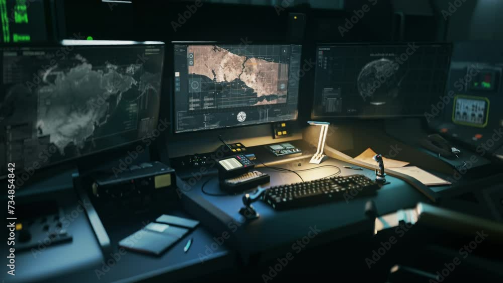 Vidéo Stock Inside of the army operation control room. Operating the ...