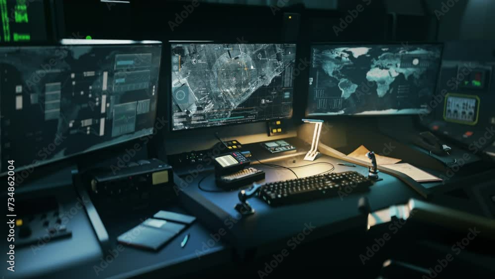 Innovative Spy Computer Scans Location Of Army Base To Detect Approaching Drones. Satellite ...