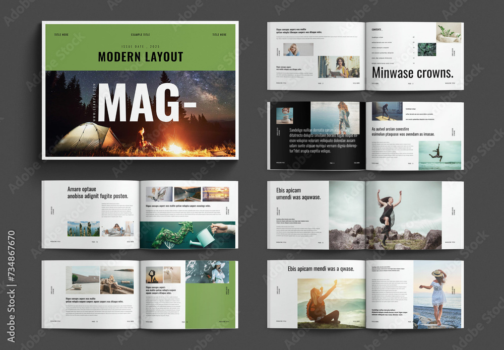 Magazine Template Design Layout Landscape Stock Template | Adobe Stock
