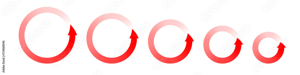 spin arrow red white gradient color isolated on white background. Set ...