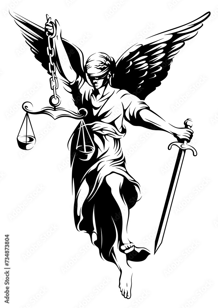 Isolated illustration of Themis. Painted goddess of justice and lawful ...