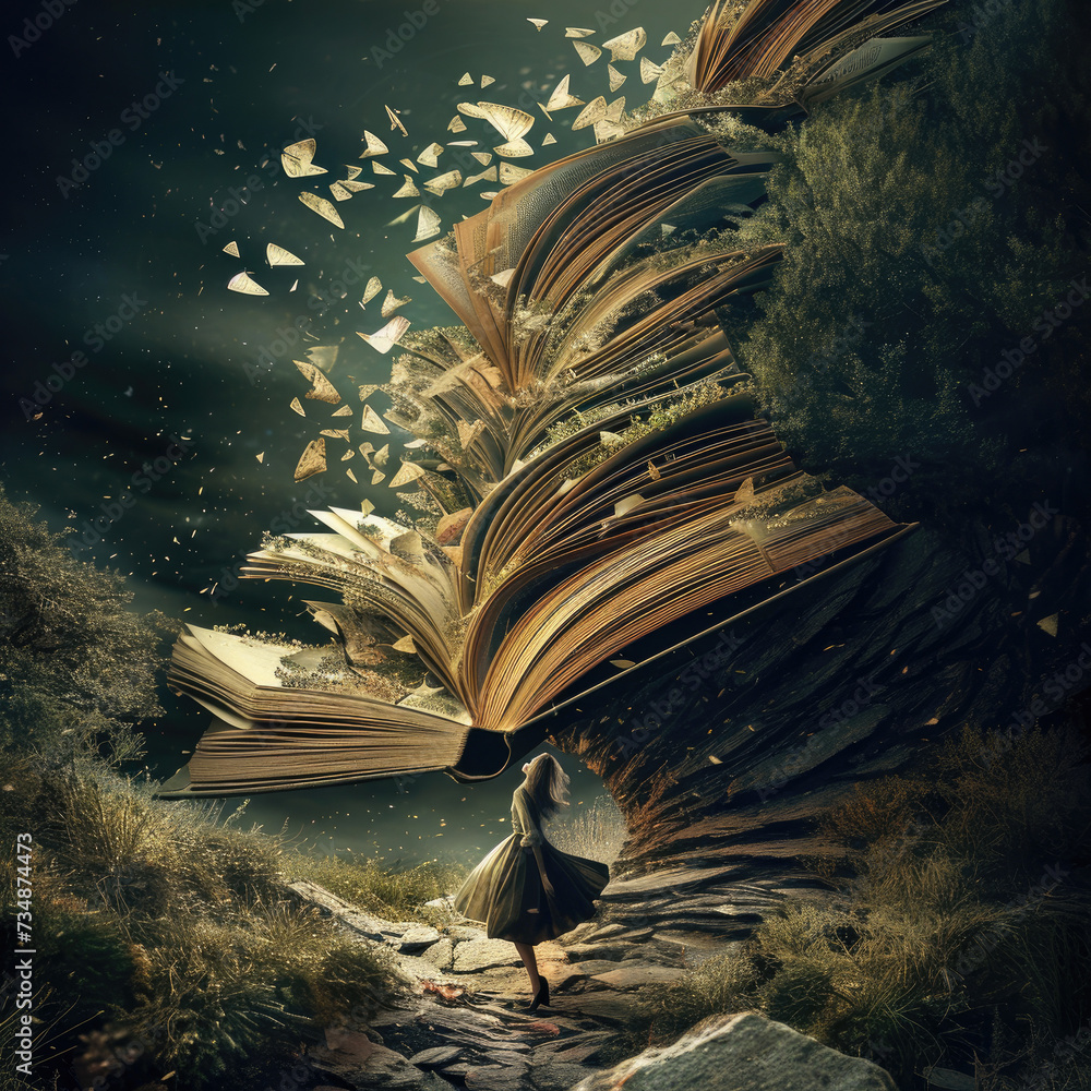 Whispers of Wisdom - Book Sculpture with Tree of Knowledge Stock ...