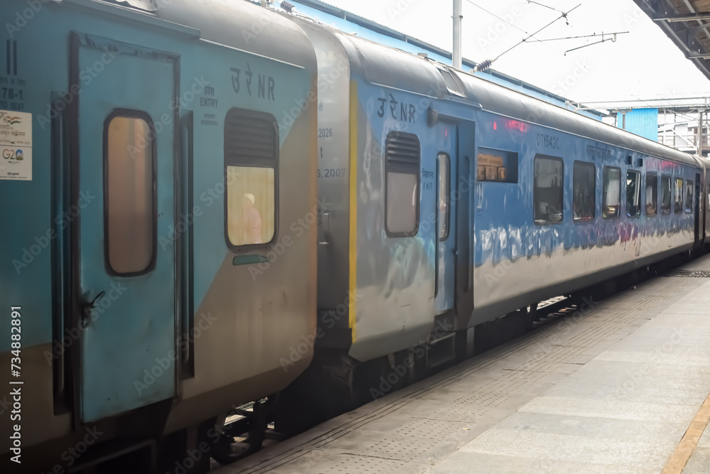 Amritsar, India, February 03 2024 - Indian railway train at Amritsar ...