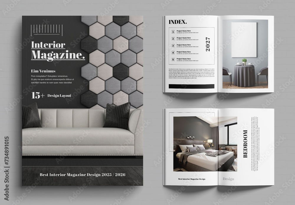 Interior Magazine Template Layout Stock Template | Adobe Stock