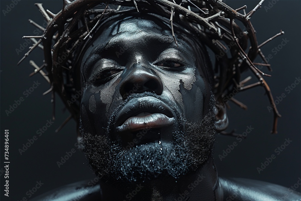 Delve into the depths of compassion with a detailed close-up portrait ...