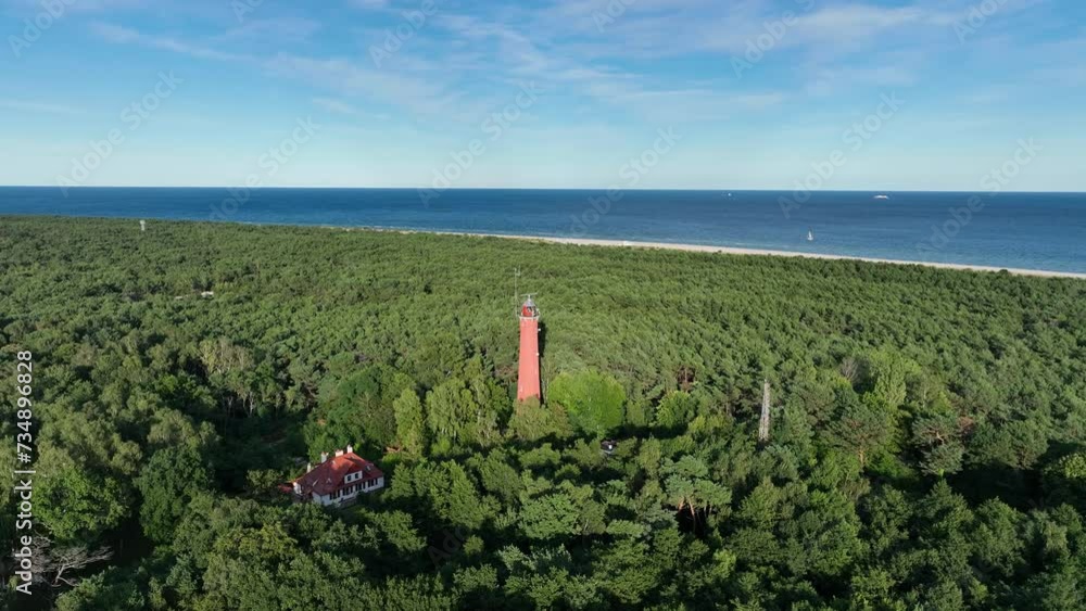 Vidéo Stock Lighthouse in Hel. Aerial view of Hel Peninsula in Poland ...