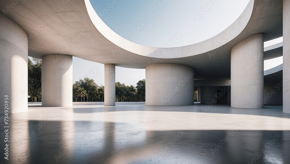 Empty abstract architecture building in minimal concrete design with ...