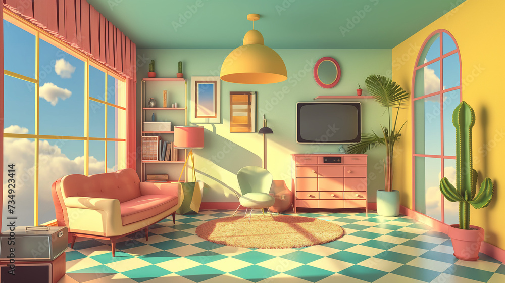 3D Cartoon Empty Background for Kids and Animation by Generative AI ...