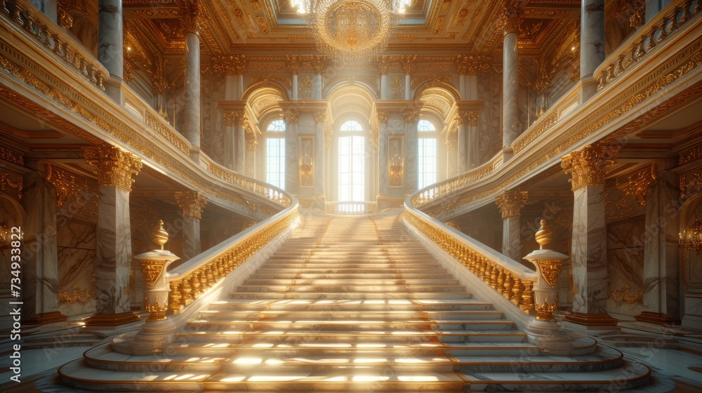 Grand Staircase in a Classical Museum: A majestic staircase within a ...