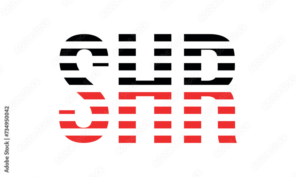 SHR three initial letter iconic line negative space minimal logo design ...