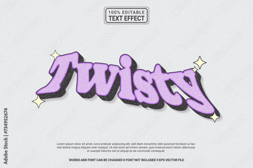 Editable text effect Twisty 3d cartoon template style modern premium ...
