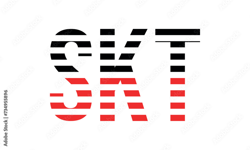 SKT three initial letter iconic line negative space minimal logo design ...