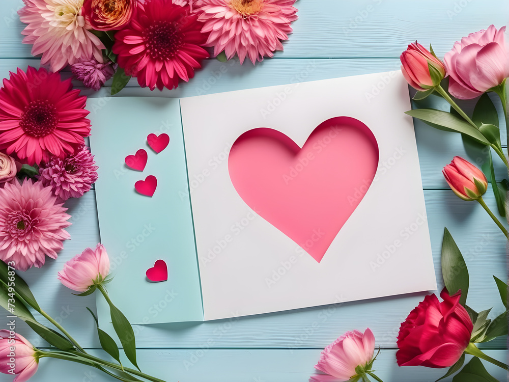 frame with flowers. empty mockup abstract festive background with ...