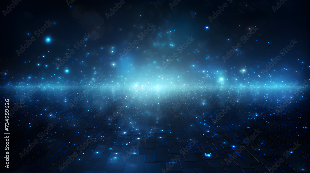 Blue abstract flash in deep blue space. realistic starry sky with a ...