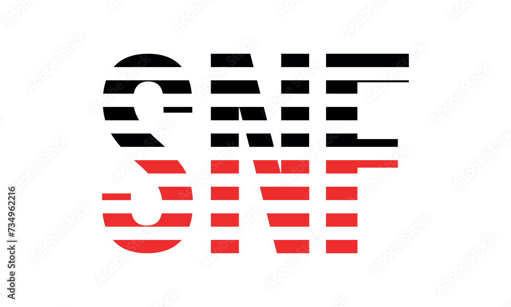 SNF three initial letter iconic line negative space minimal logo design ...