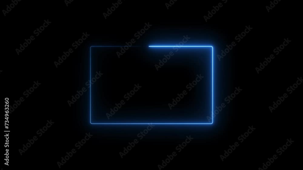 abstract neon light rectangle border frame in the shape royal blue ...
