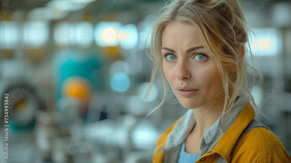 Female manager scolding employee in modern industry factory. Worker ...