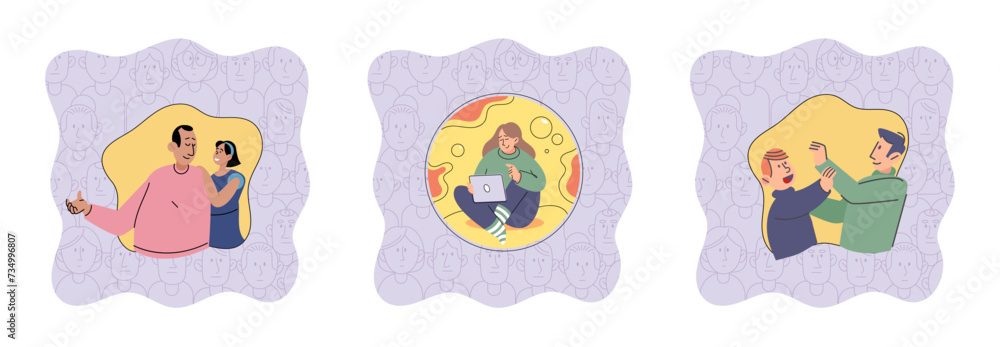 Social relationship vector illustration. Human relationships shape our ...