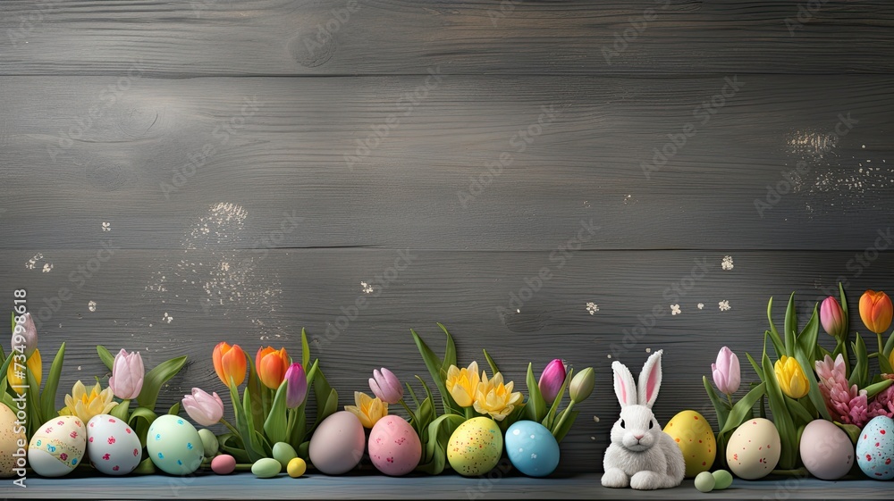 frohe ostern hintergrund panorama banner gruÃŸkarte - osterei mit ...