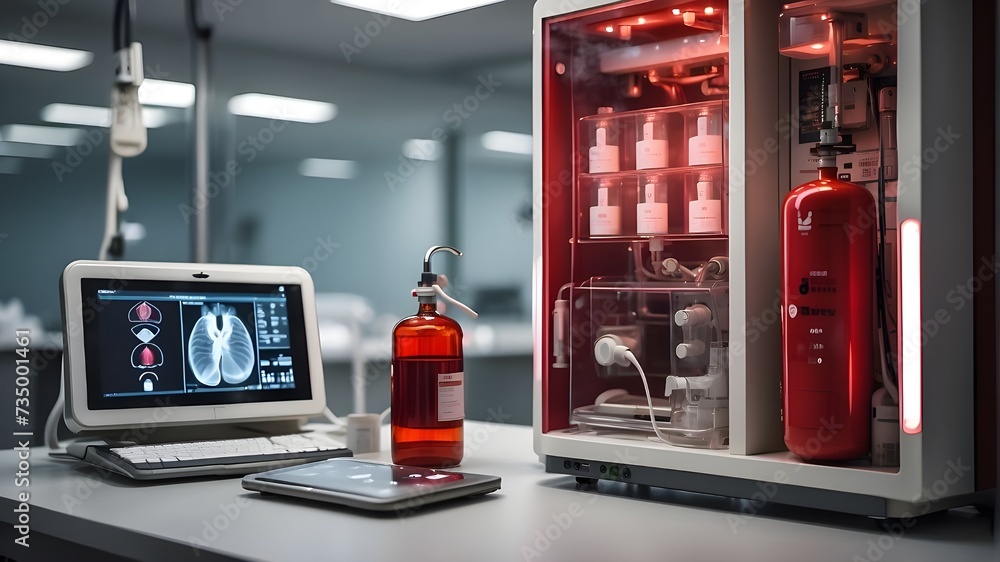 fire extinguisher on a building, A high tech fire detection system ...