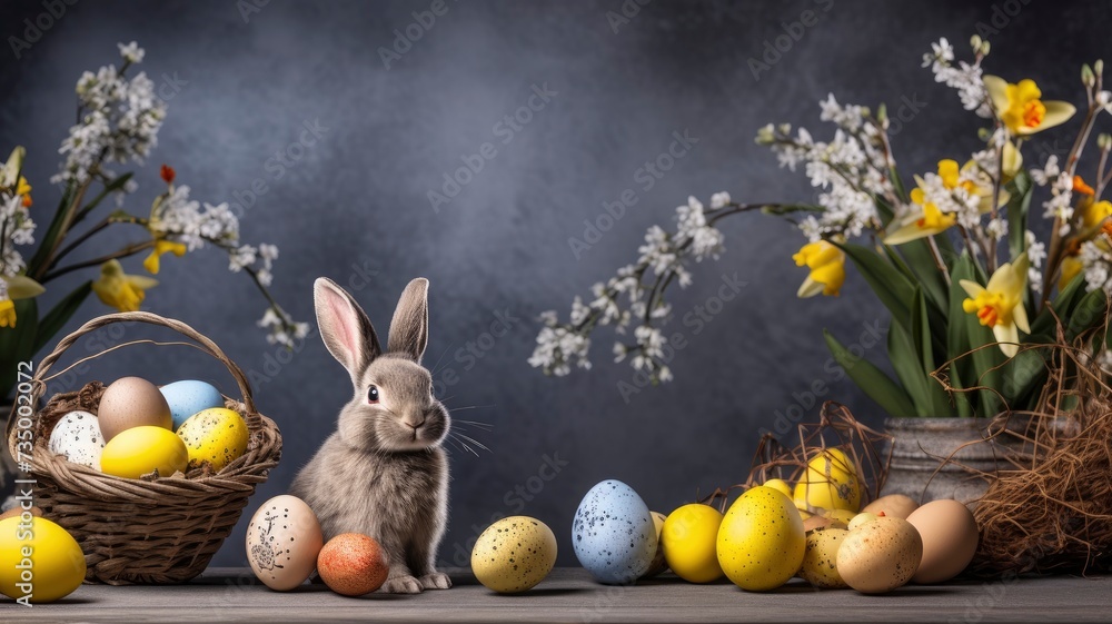 frohe ostern hintergrund panorama banner gruÃŸkarte - osterei mit ...