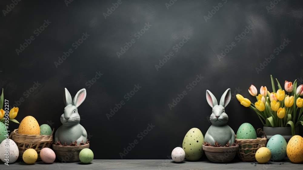 frohe ostern hintergrund panorama banner gruÃŸkarte - osterei mit ...