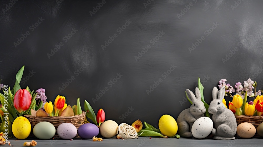 frohe ostern hintergrund panorama banner gruÃŸkarte - osterei mit ...