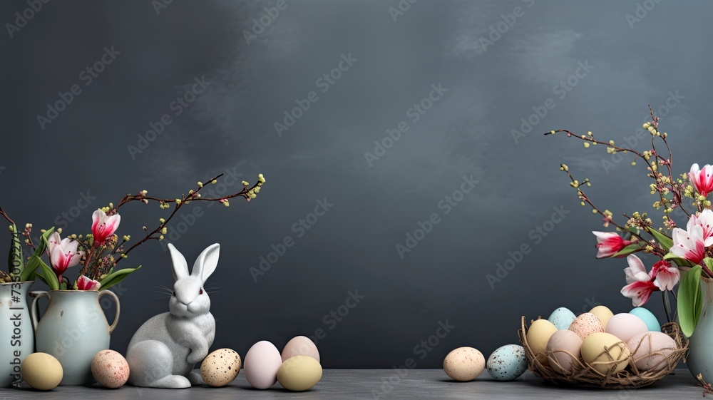 frohe ostern hintergrund panorama banner gruÃŸkarte - osterei mit ...