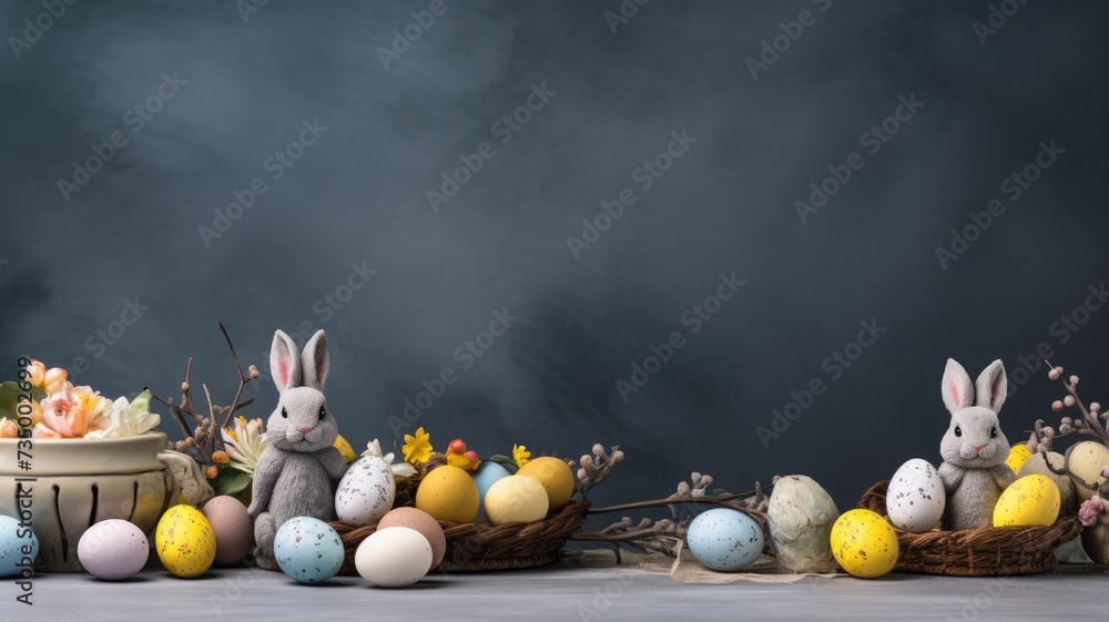 frohe ostern hintergrund panorama banner gruÃŸkarte - osterei mit ...