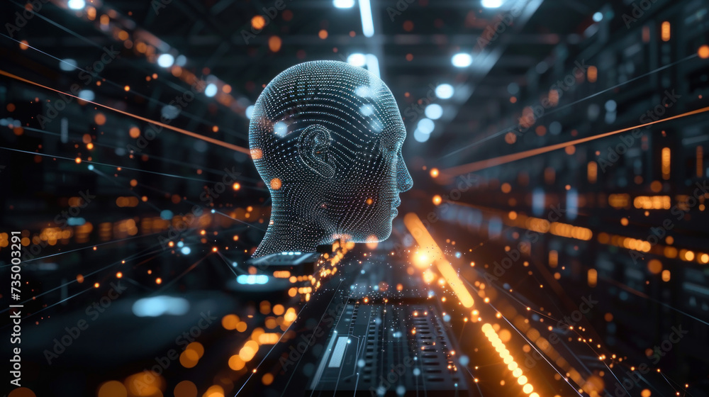 Conceptual visualization of an artificial intelligence neural network ...