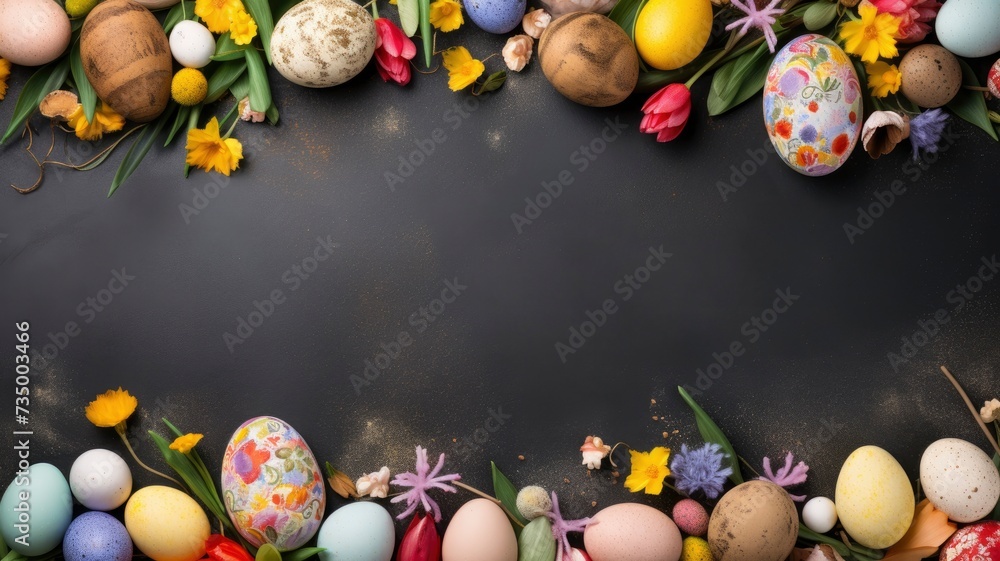 frohe ostern hintergrund panorama banner gruÃŸkarte - osterei mit ...