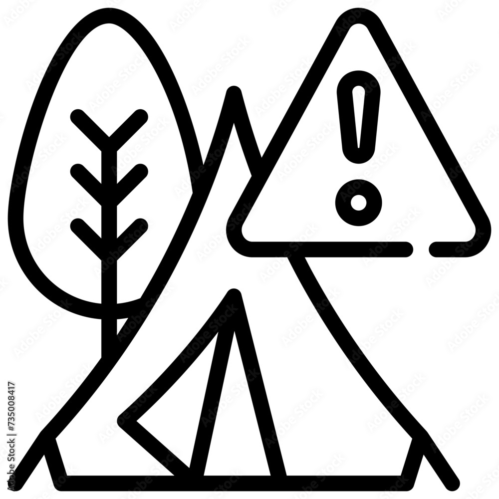 beware warning campground tent camping simple line Stock Vector | Adobe ...