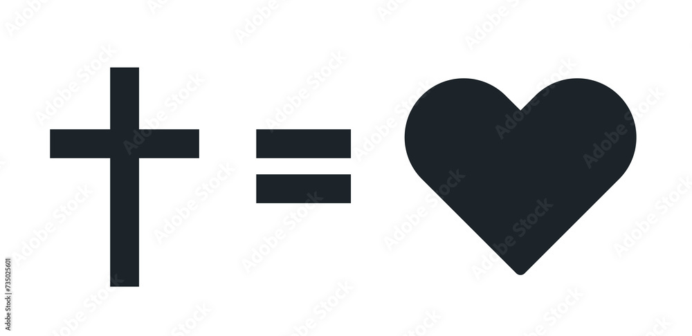 Cross love logo icon. Christian heart Jesus worship bible illustration ...