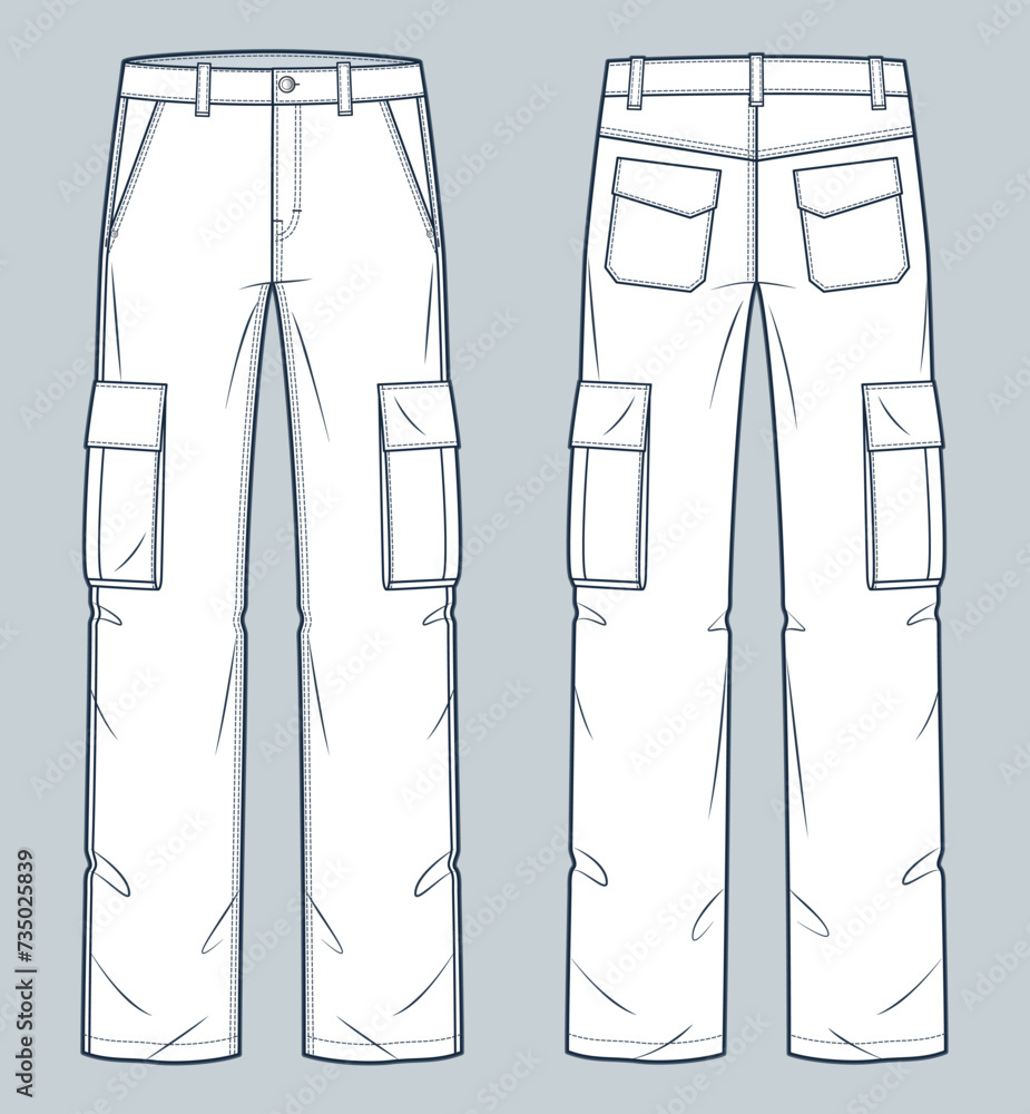 Cargo Pants technical fashion Illustration. Pants fashion flat ...