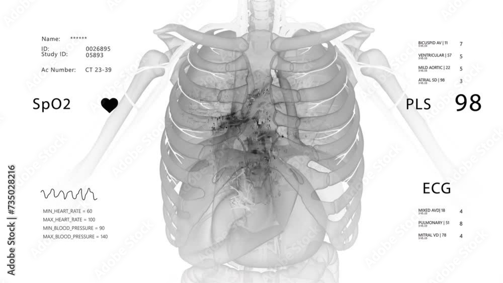 Medical UI monitoring MRI x ray Scan.Heart rate monitor. Futuristic ...