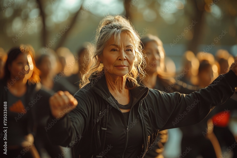 Image of a group of women over 50 years old doing a Zumba class Stock ...