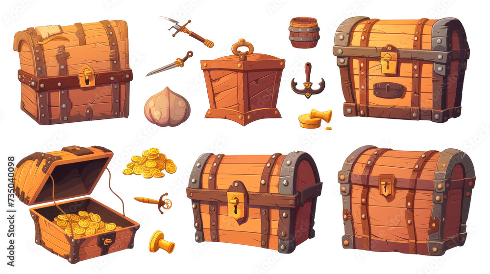 Assorted Collection of Cartoon Treasure Chests and Pirate Accessories ...