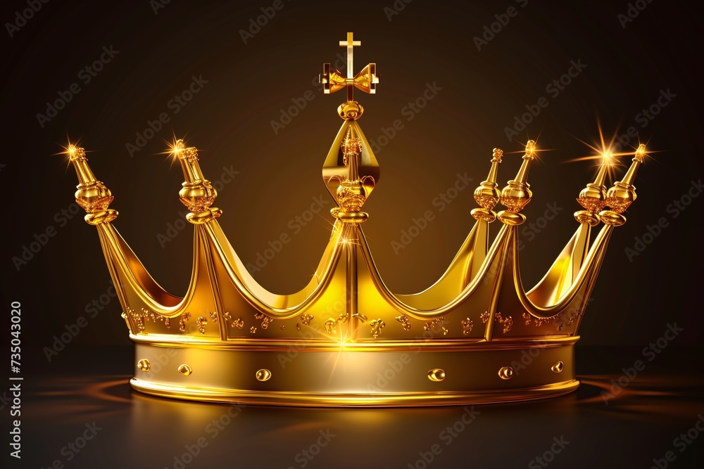 3d Icon of a Realistic Gold Crown, Isolated with a Closeup View ...