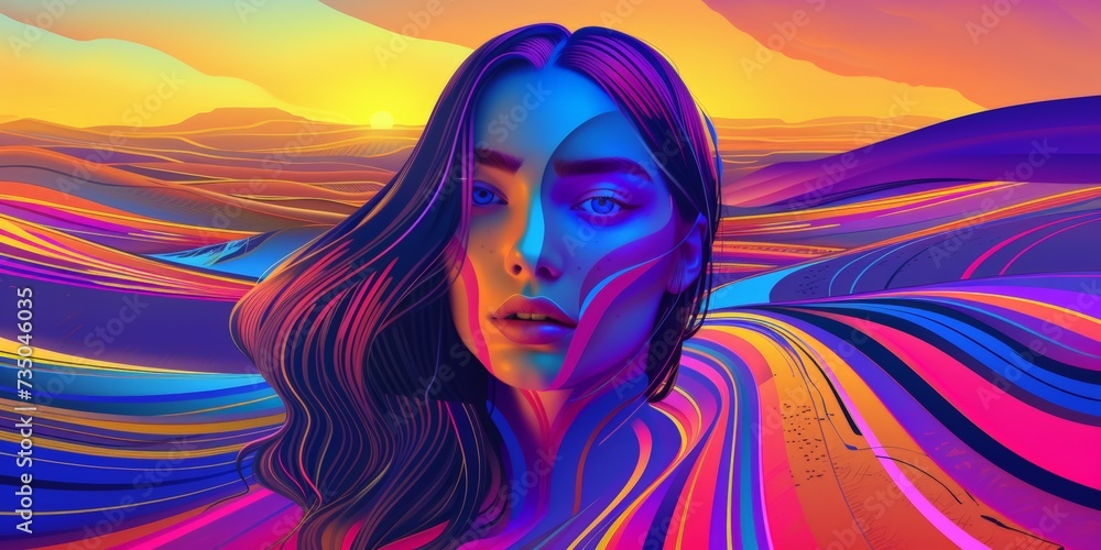 Ilustração do Stock: Hyperintense Colorblast Woman Face Background ...