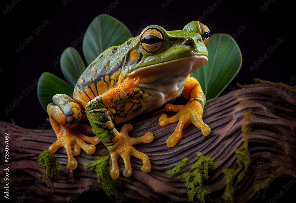 tiger leg monkey tree frog, Phyllomadusa tomoptera. Tropical treefrog ...