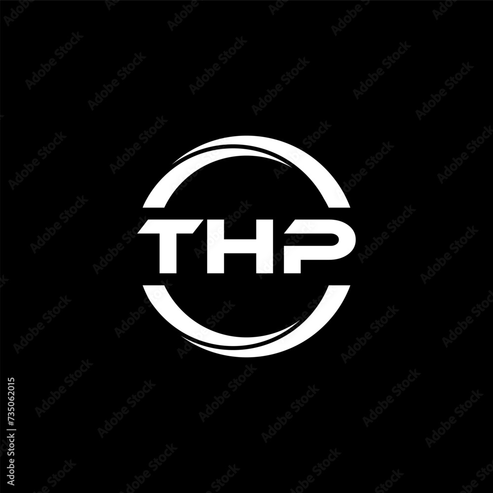 THP letter logo design with black background in illustrator, cube logo ...