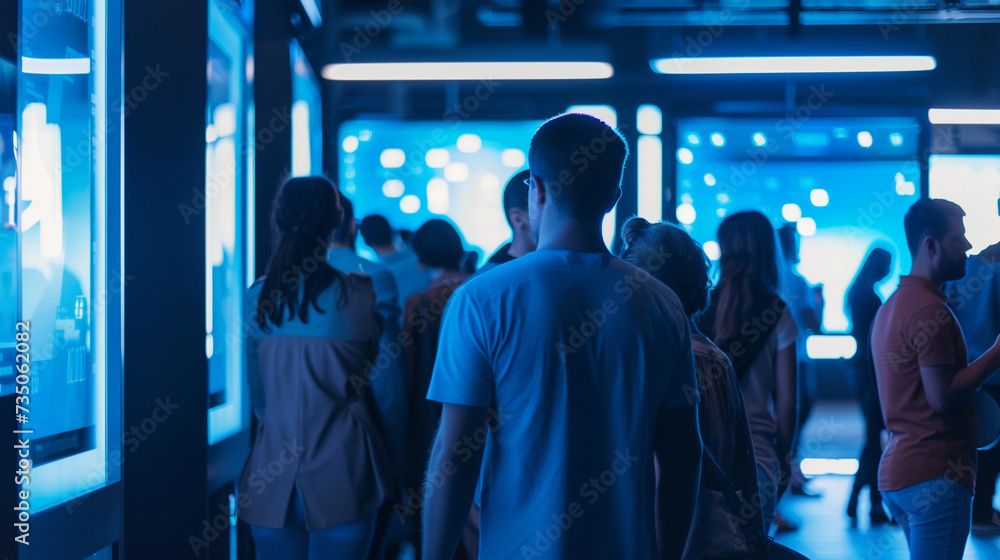 modern electronic raffle system, digital screens displaying numbers, a ...